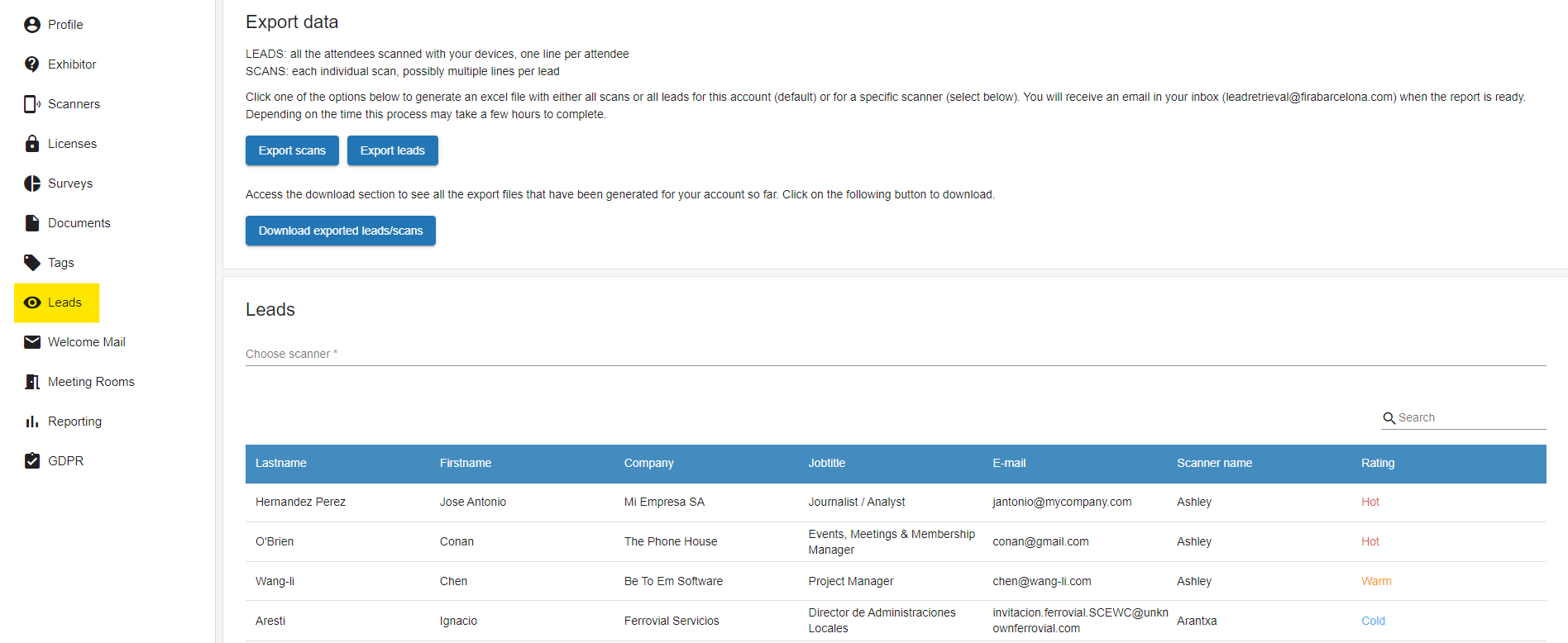 Centro de ayuda - Portal Web - Lead Retrieval